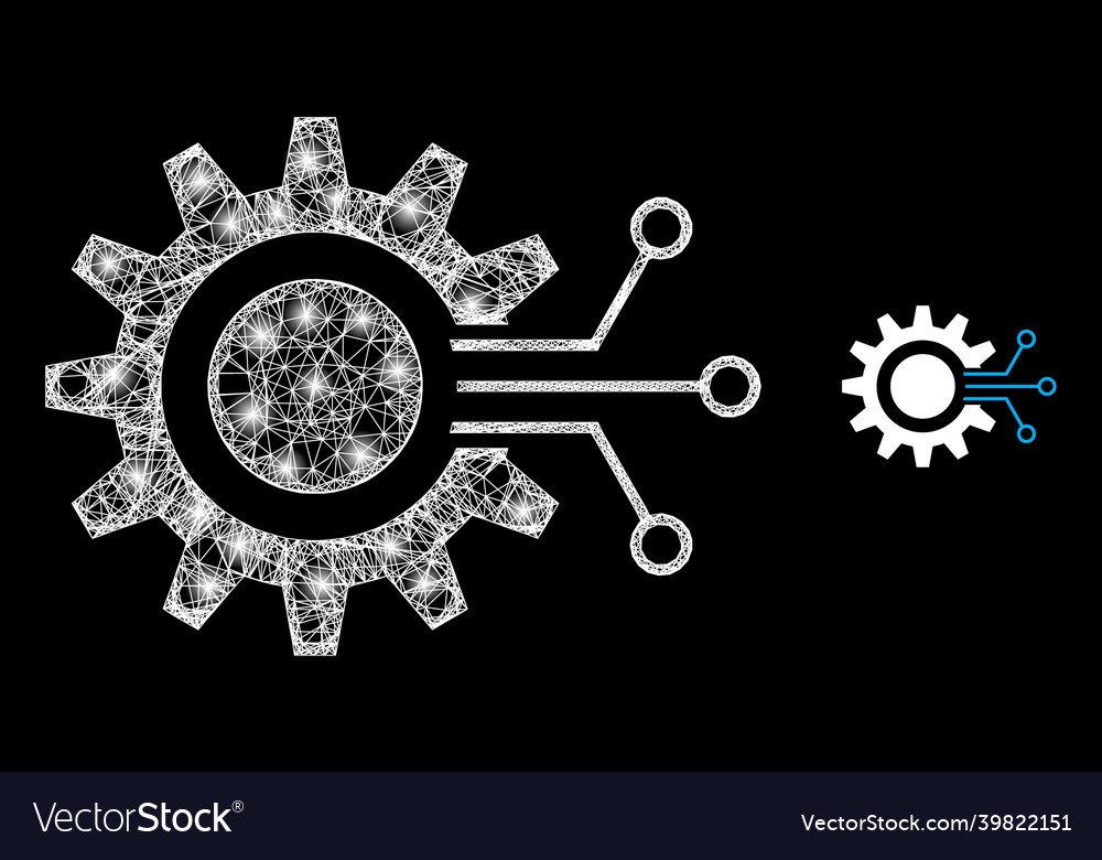Polygonal wire frame mesh gear interface Vector Image