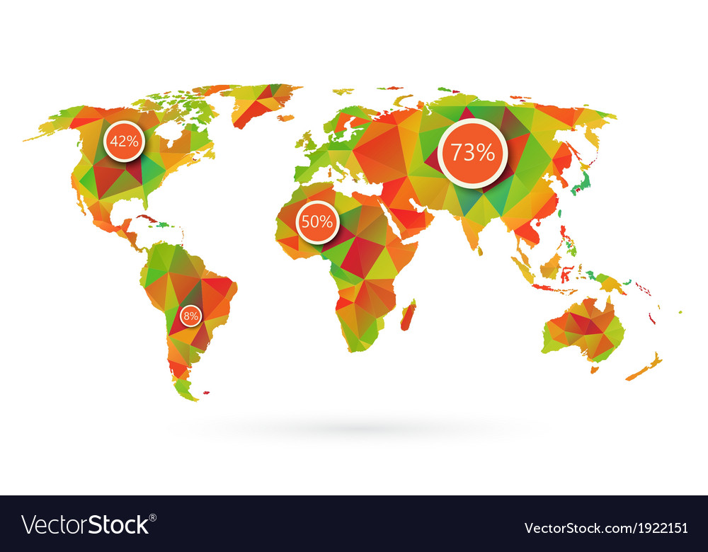 Polygonal world map Royalty Free Vector Image - VectorStock