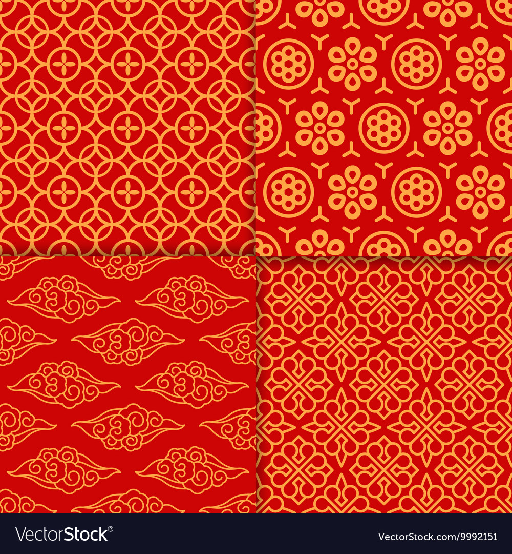 Red geometric pattern set Royalty Free Vector Image