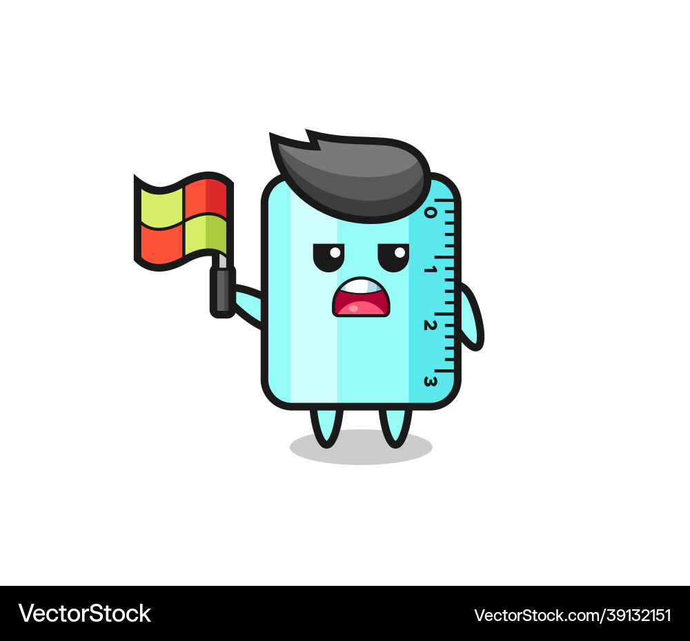 Ruler character as line judge putting the flag up Vector Image