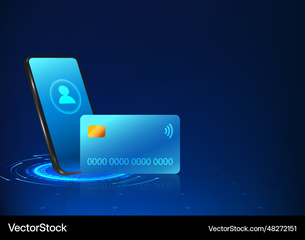 Smartphone technology with a credit card placed Vector Image
