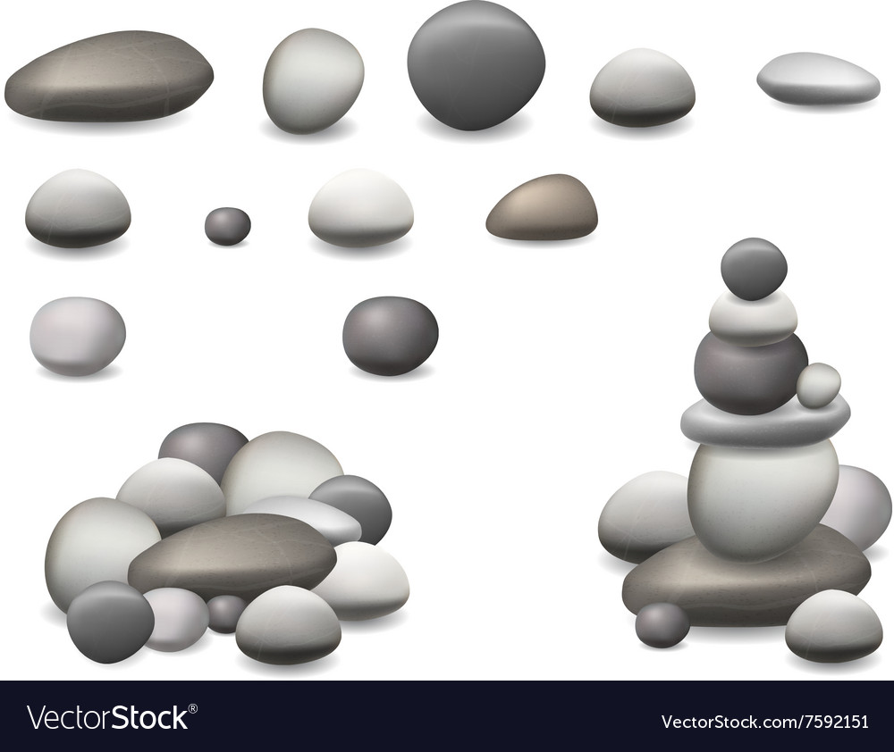 Stone pebbles set isolated Royalty Free Vector Image