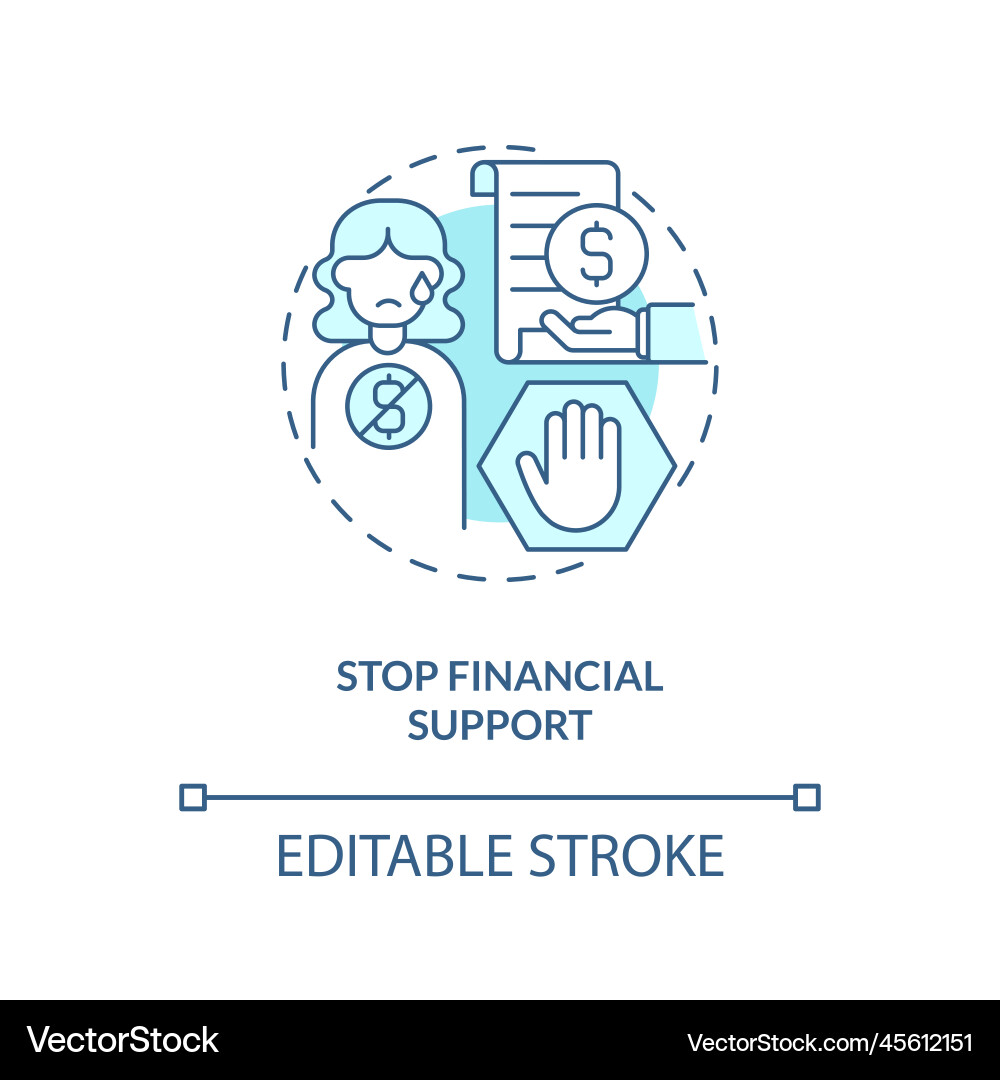Stop financial support turquoise concept icon Vector Image