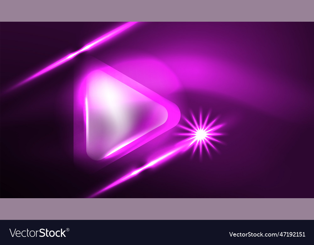 Techno neon triangles with light effects Vector Image