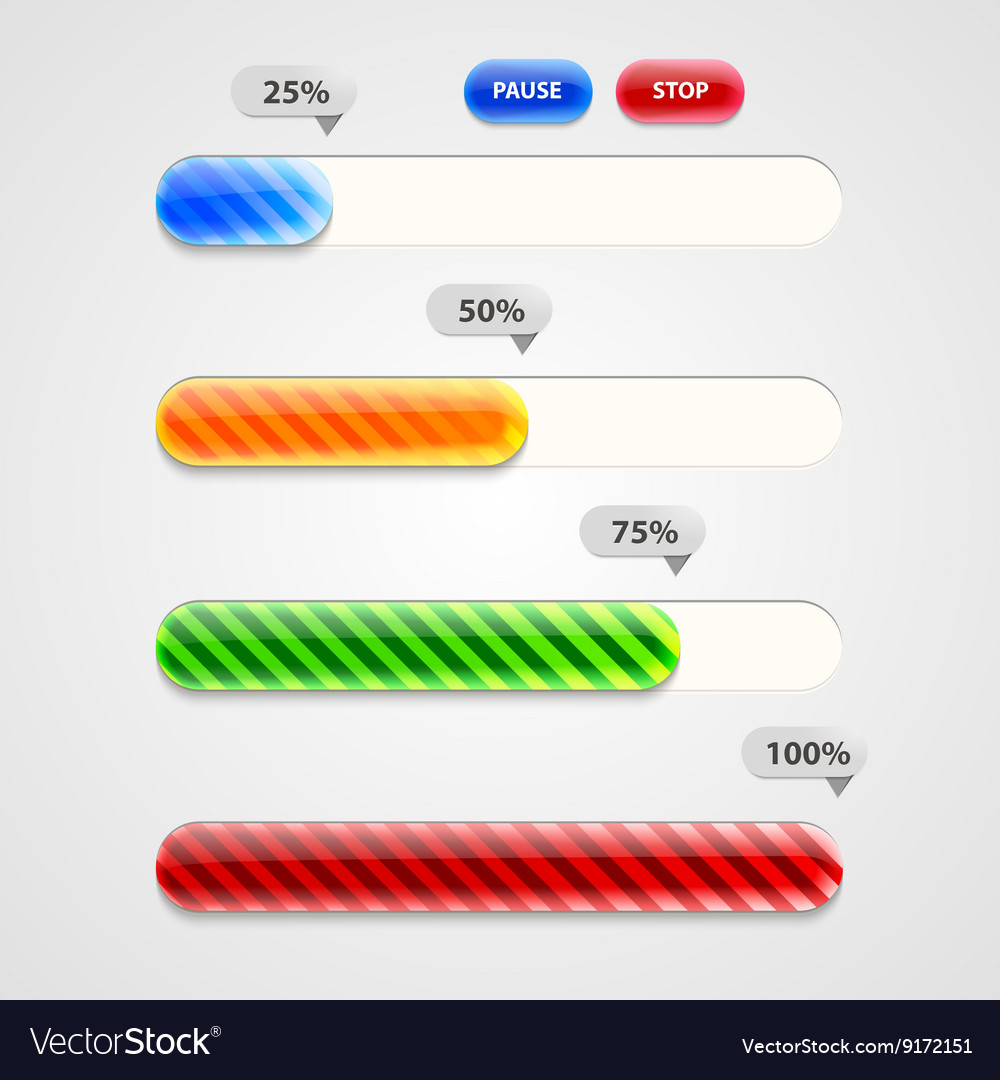 Web Progress Bar Downloading Set Royalty Free Vector Image