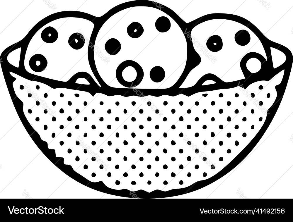 Bowl with cookies doodle icon isolated on white Vector Image