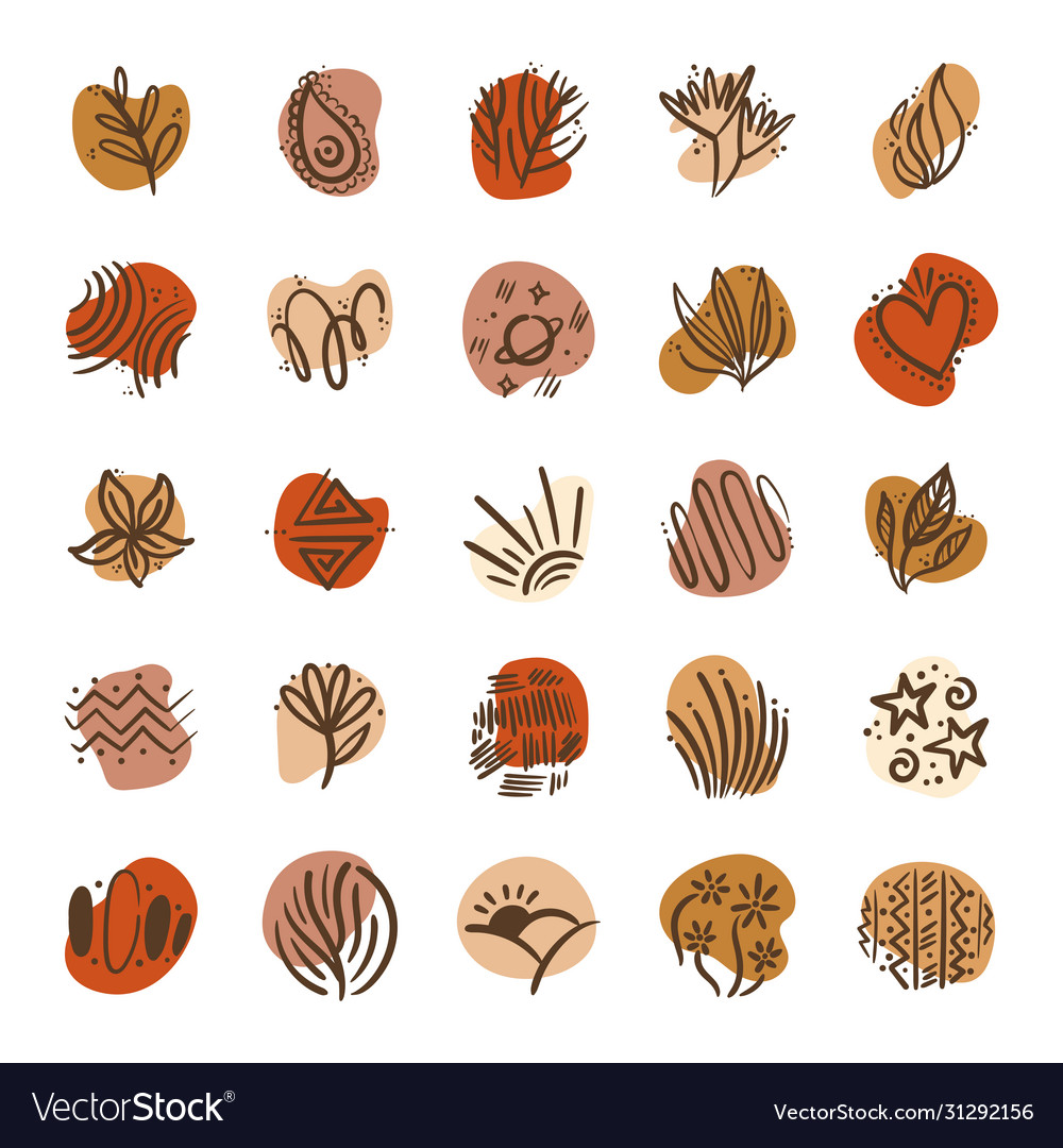 Bundle boho set icons Royalty Free Vector Image