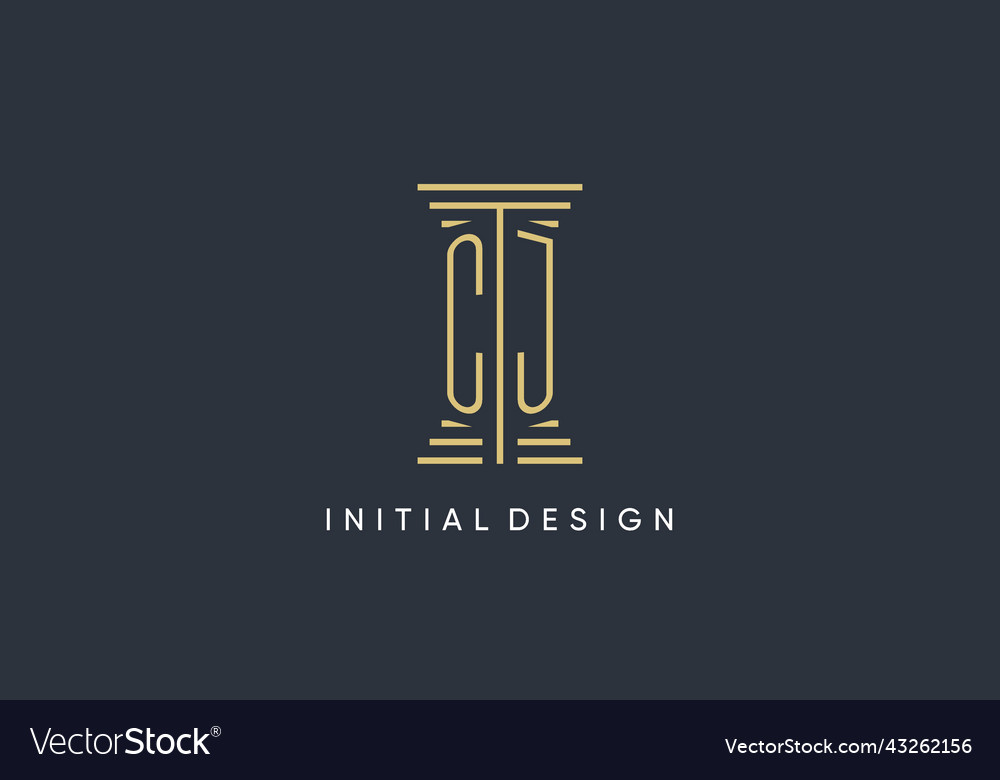 Cj initial monogram with pillar shape logo design Vector Image