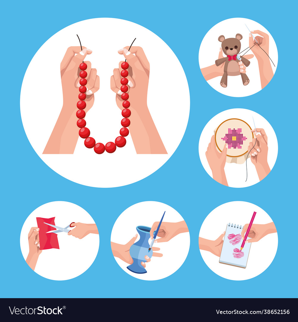 Craft projects six icons Royalty Free Vector Image