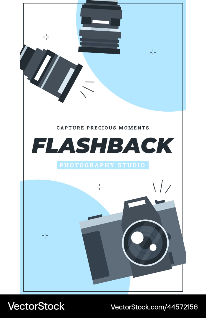 Flat design photography studio post stories Vector Image