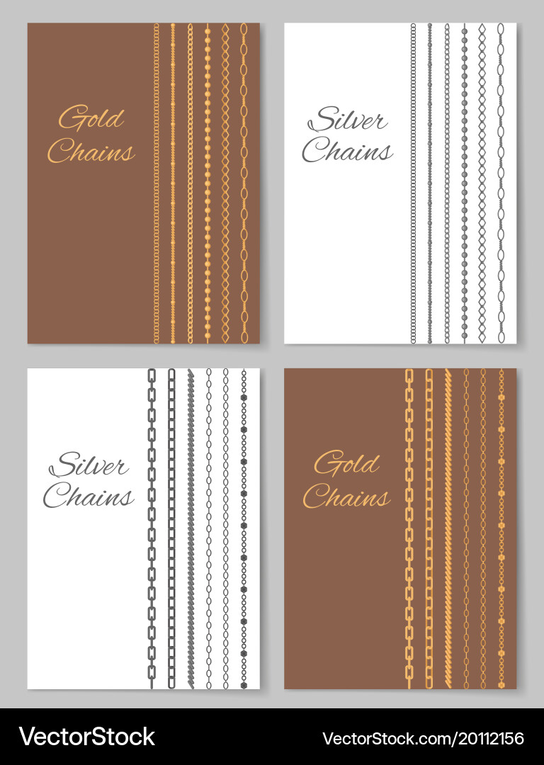 Four icons with pretty gold and silver chains Vector Image