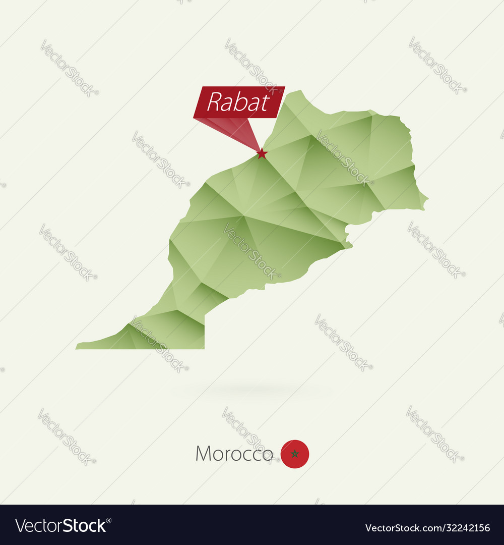 Green gradient low poly map morocco Royalty Free Vector