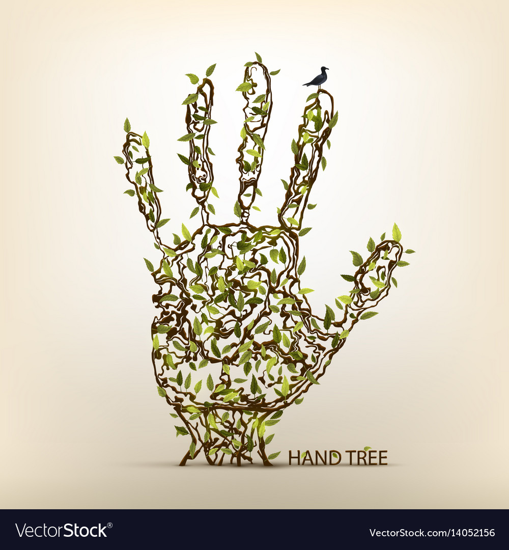 Hand tree art Royalty Free Vector Image - VectorStock