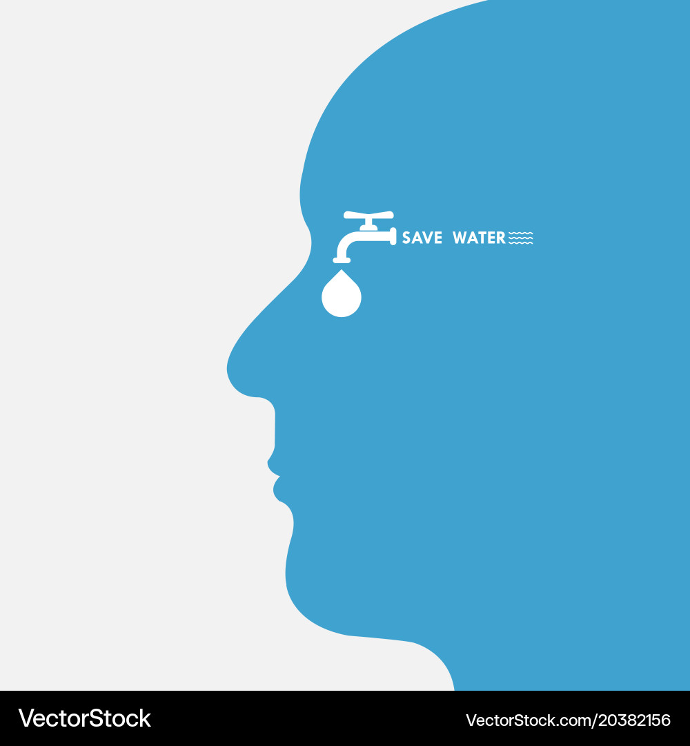 Human head with water drop and water tap icon Vector Image