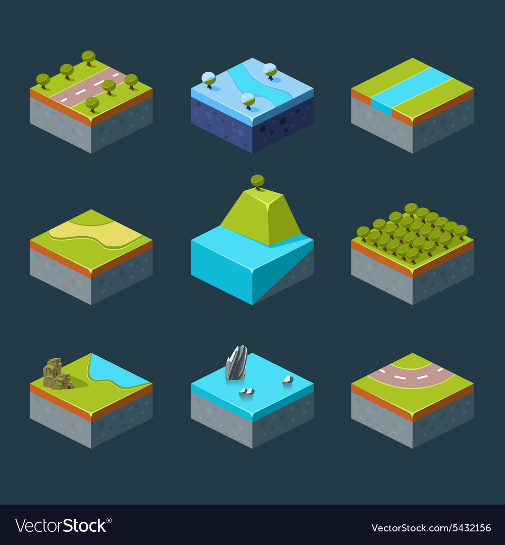 Isometric landscape Royalty Free Vector Image - VectorStock