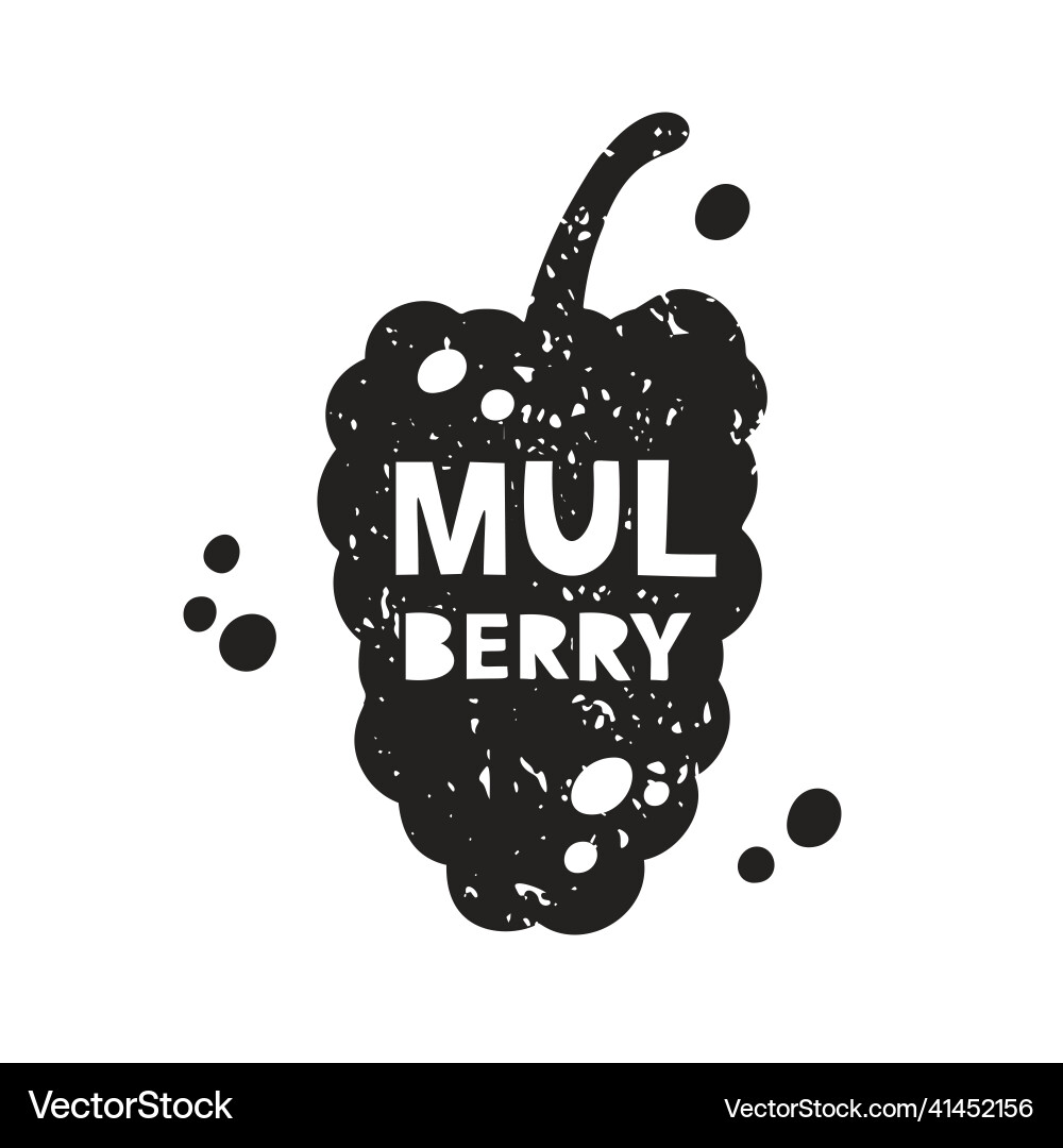 Mulberry grunge sticker black texture silhouette Vector Image