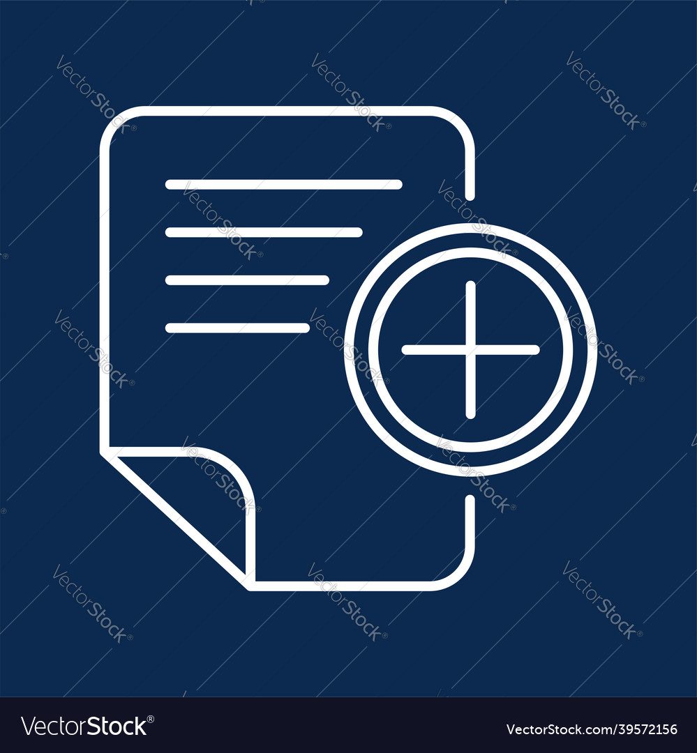 Office doc adding monochrome linear icon Vector Image