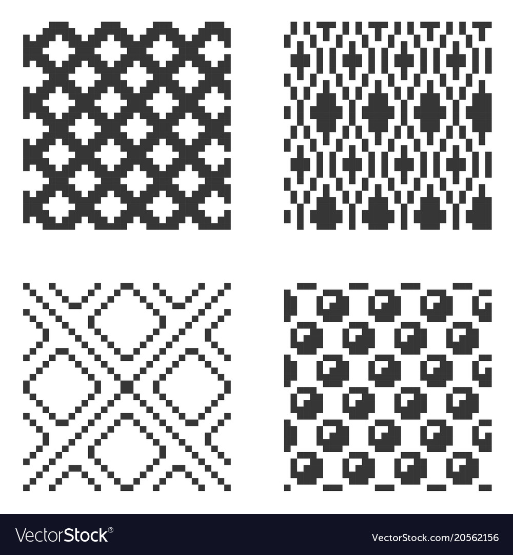 Pixel seamless pattern set Royalty Free Vector Image