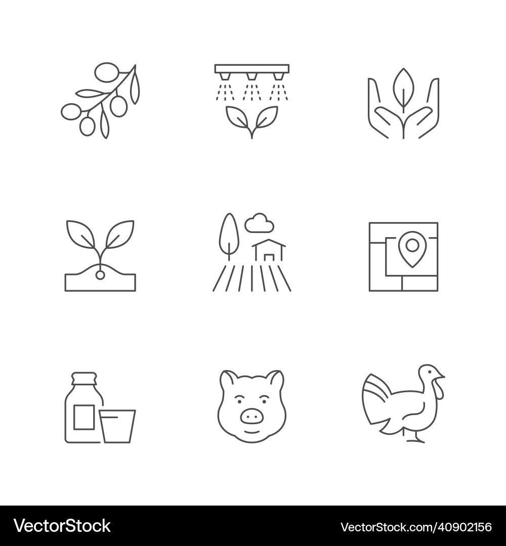 Set line icons of farming Royalty Free Vector Image
