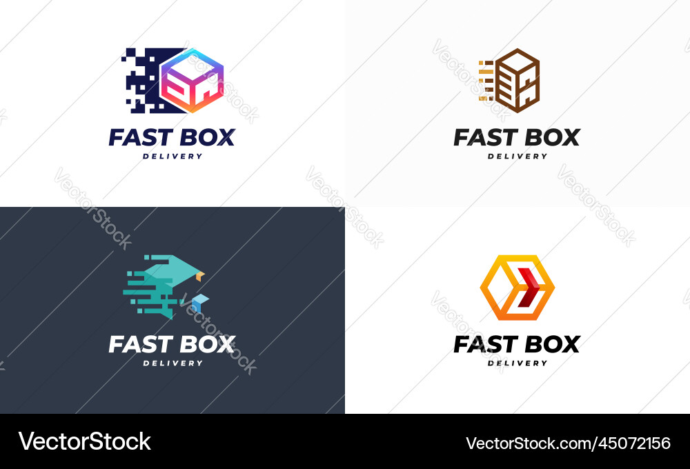 Set of fast box delivery logo designs concept Vector Image