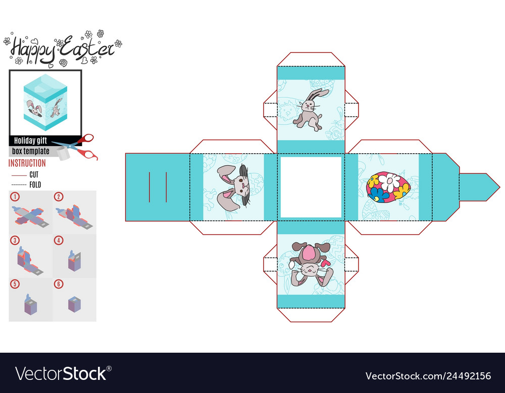 Square box for easter pattern turquoise bright Vector Image