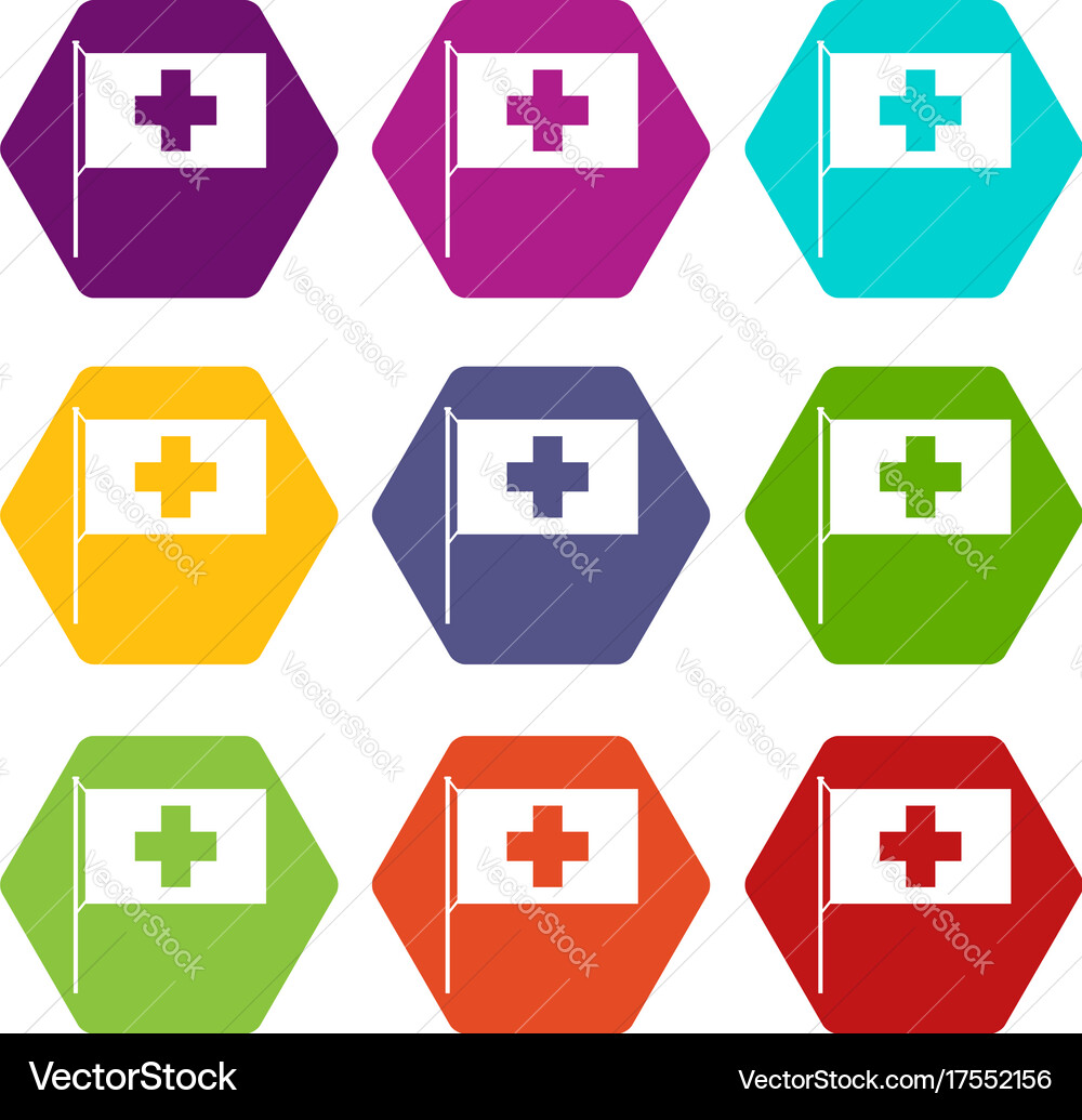 Switzerland icon set color hexahedron Royalty Free Vector