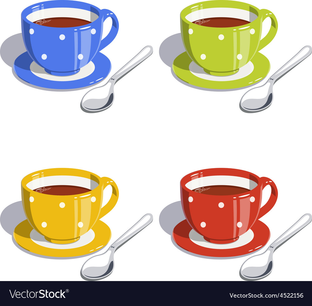 Tea cup and spoon set Royalty Free Vector Image