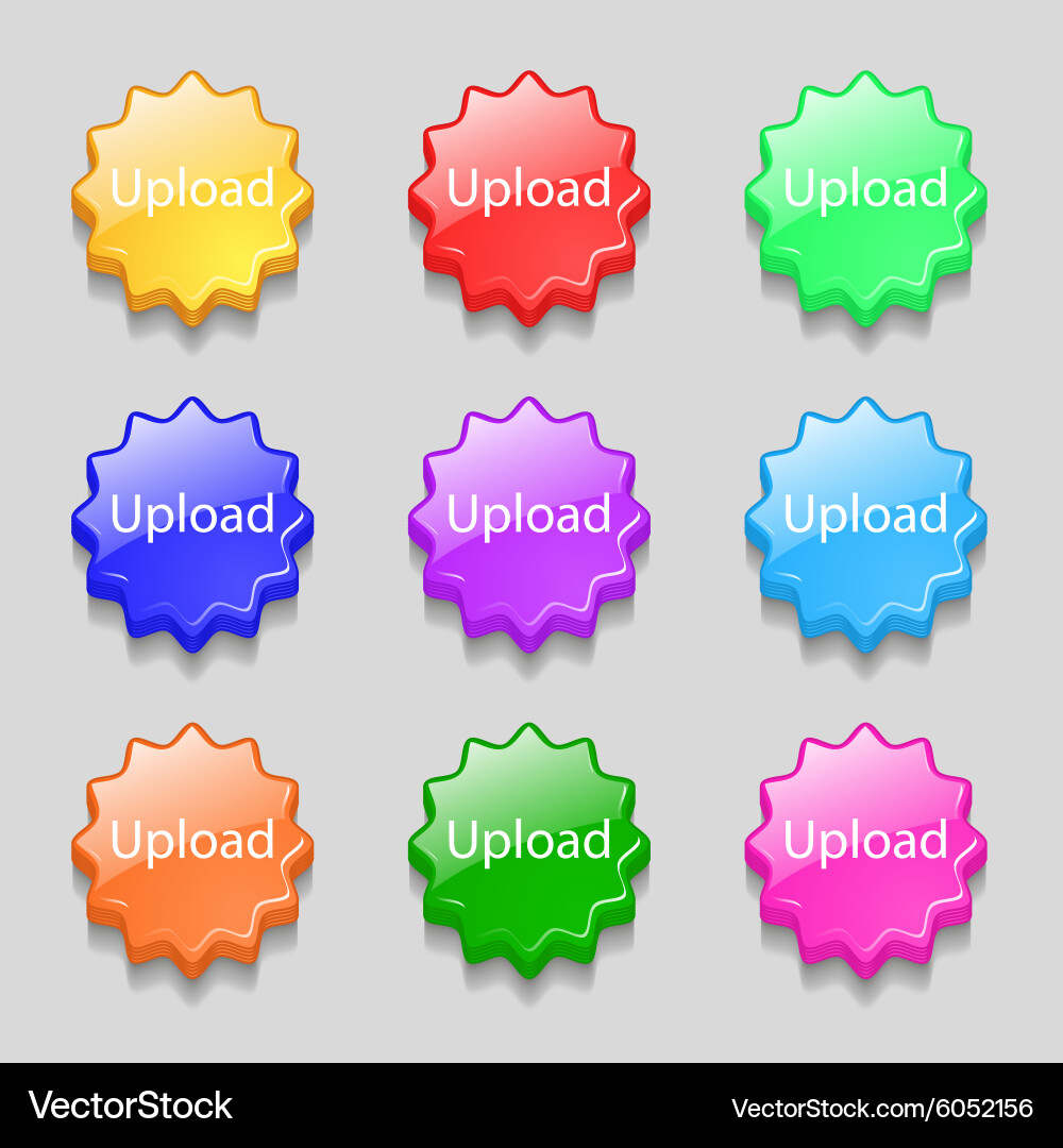 Upload sign icon load symbol symbols on nine wavy Vector Image