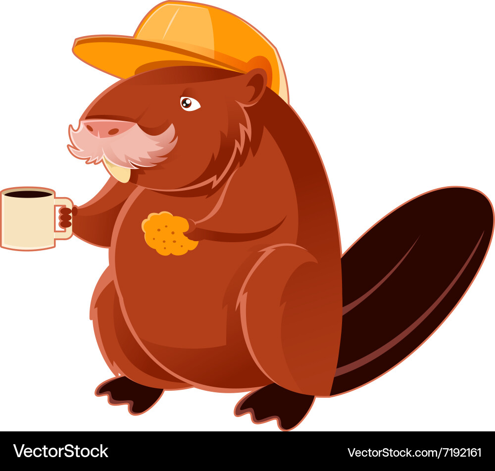 Beaver and the cup of coffee Royalty Free Vector Image