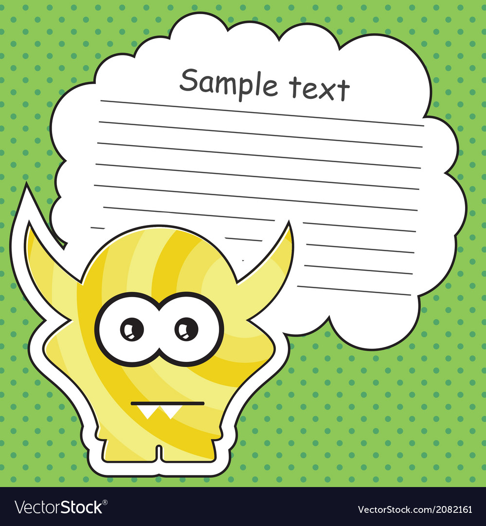 Cartoon monster with message cloud Royalty Free Vector Image