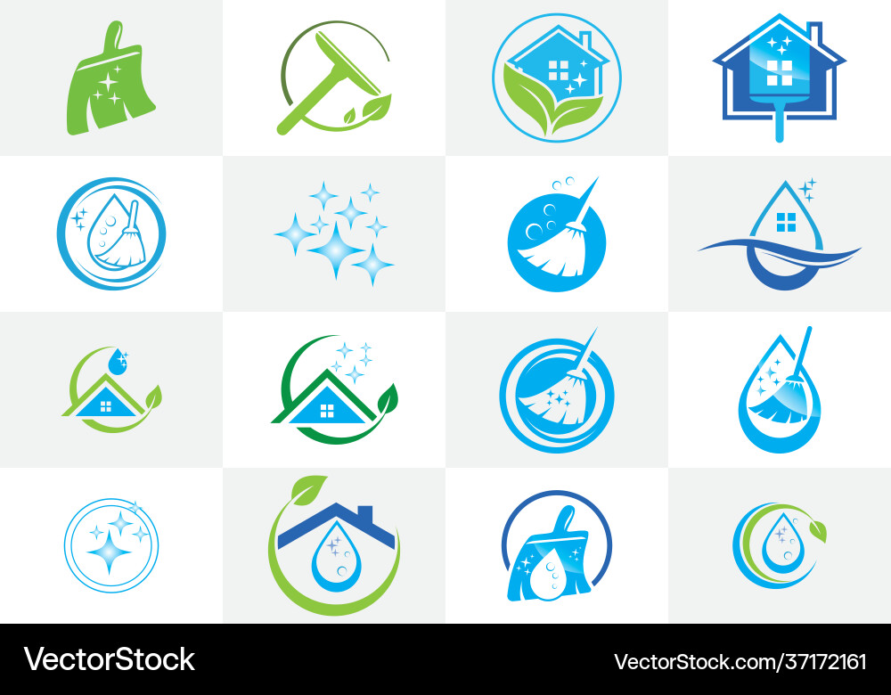Cleaning service business logo design icon set Vector Image