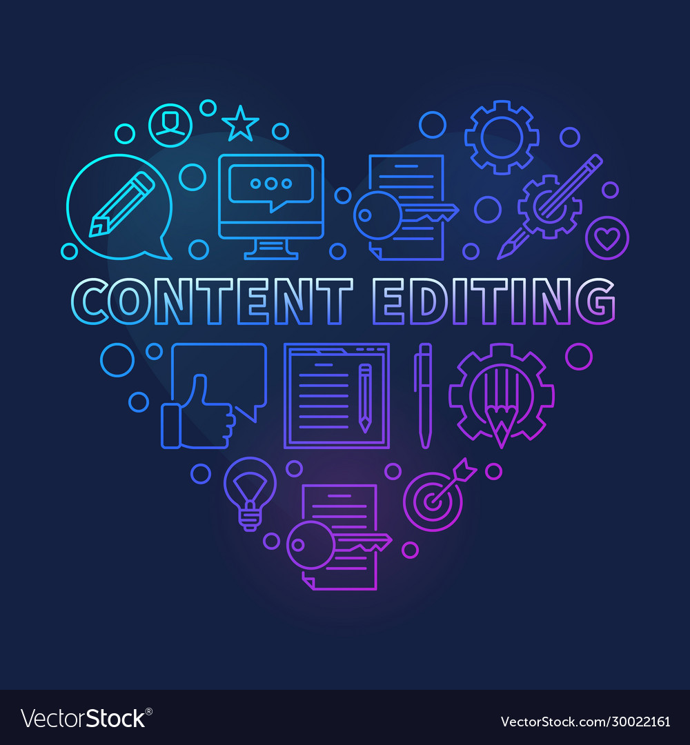 Content editing colored linear heart Royalty Free Vector