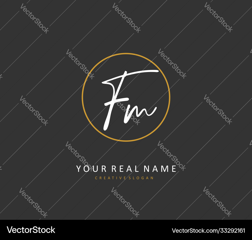 F m fm initial letter handwriting and signature Vector Image