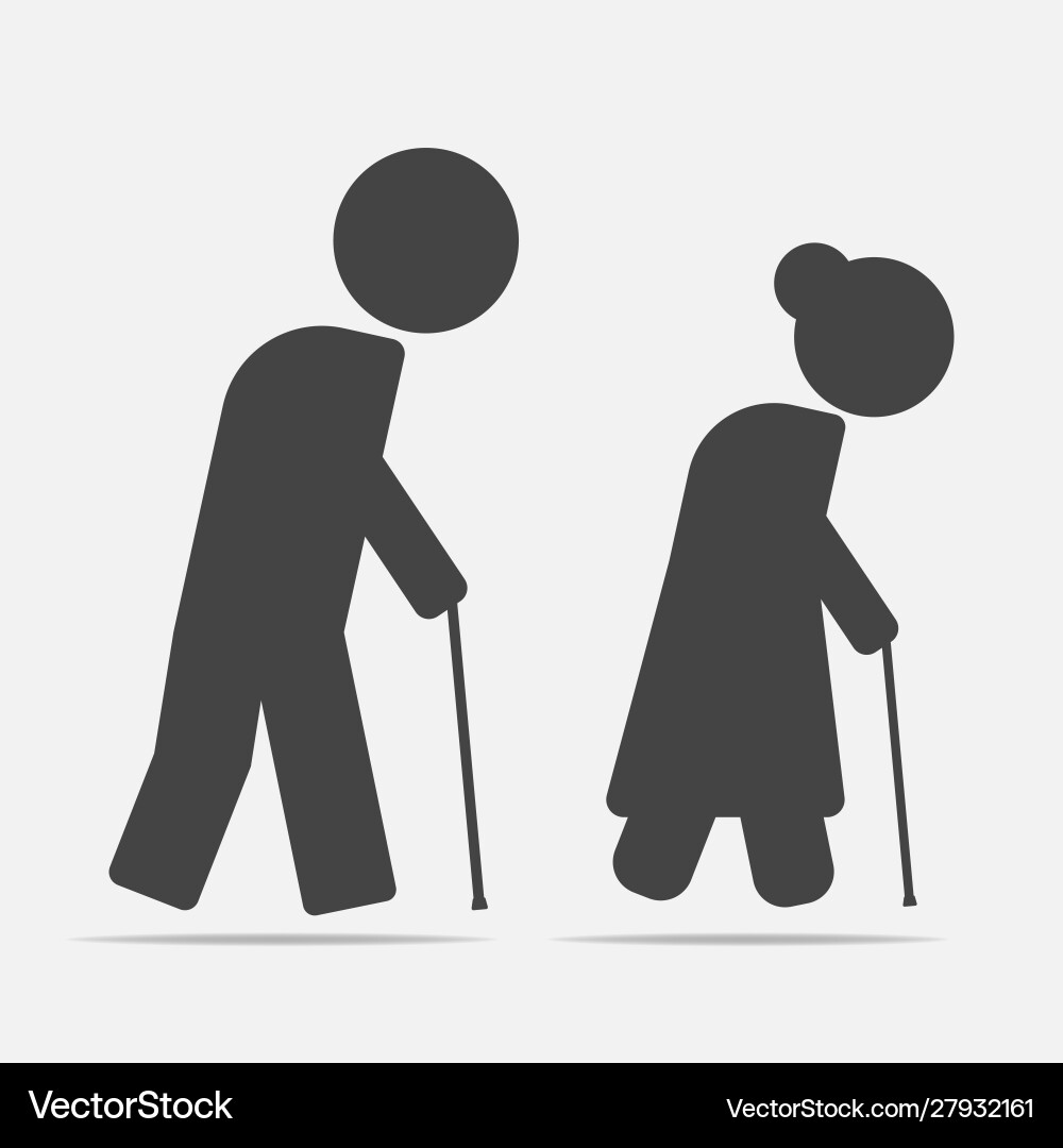 Icon pensioners elderly people with a cane on Vector Image