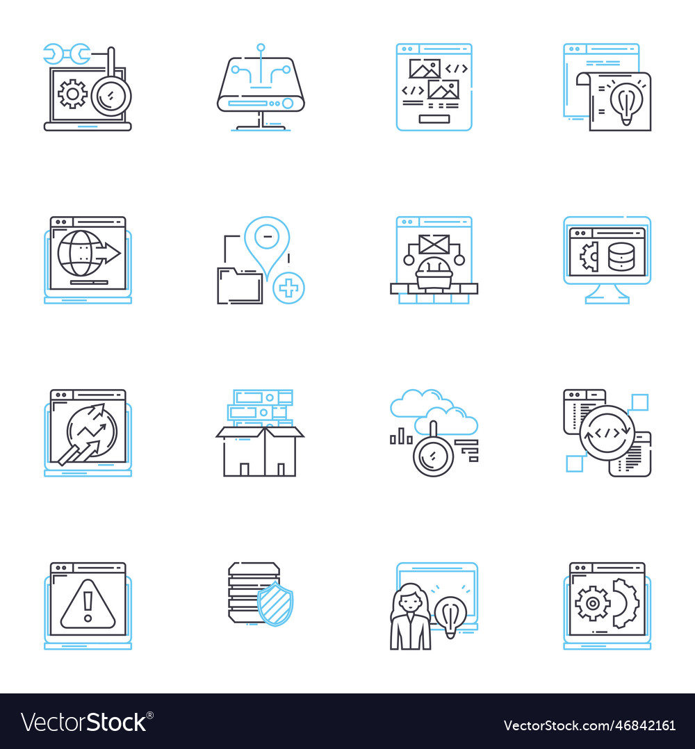 Information innovation linear icons set Royalty Free Vector