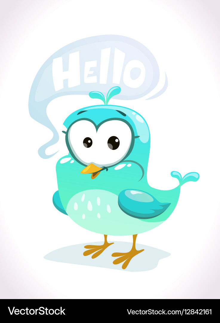 Little cute cartoon blue bird character Royalty Free Vector