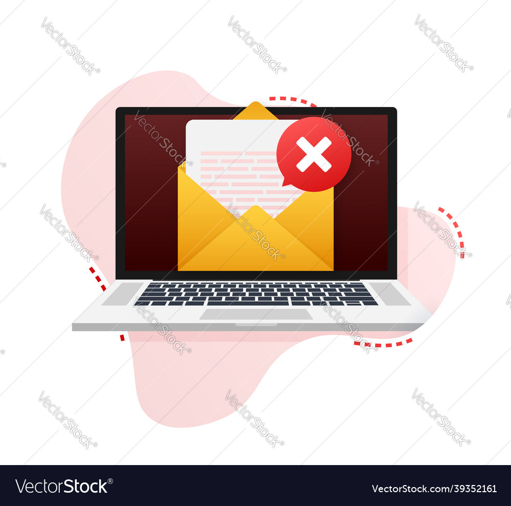 Opened envelope and document with red cross mark Vector Image