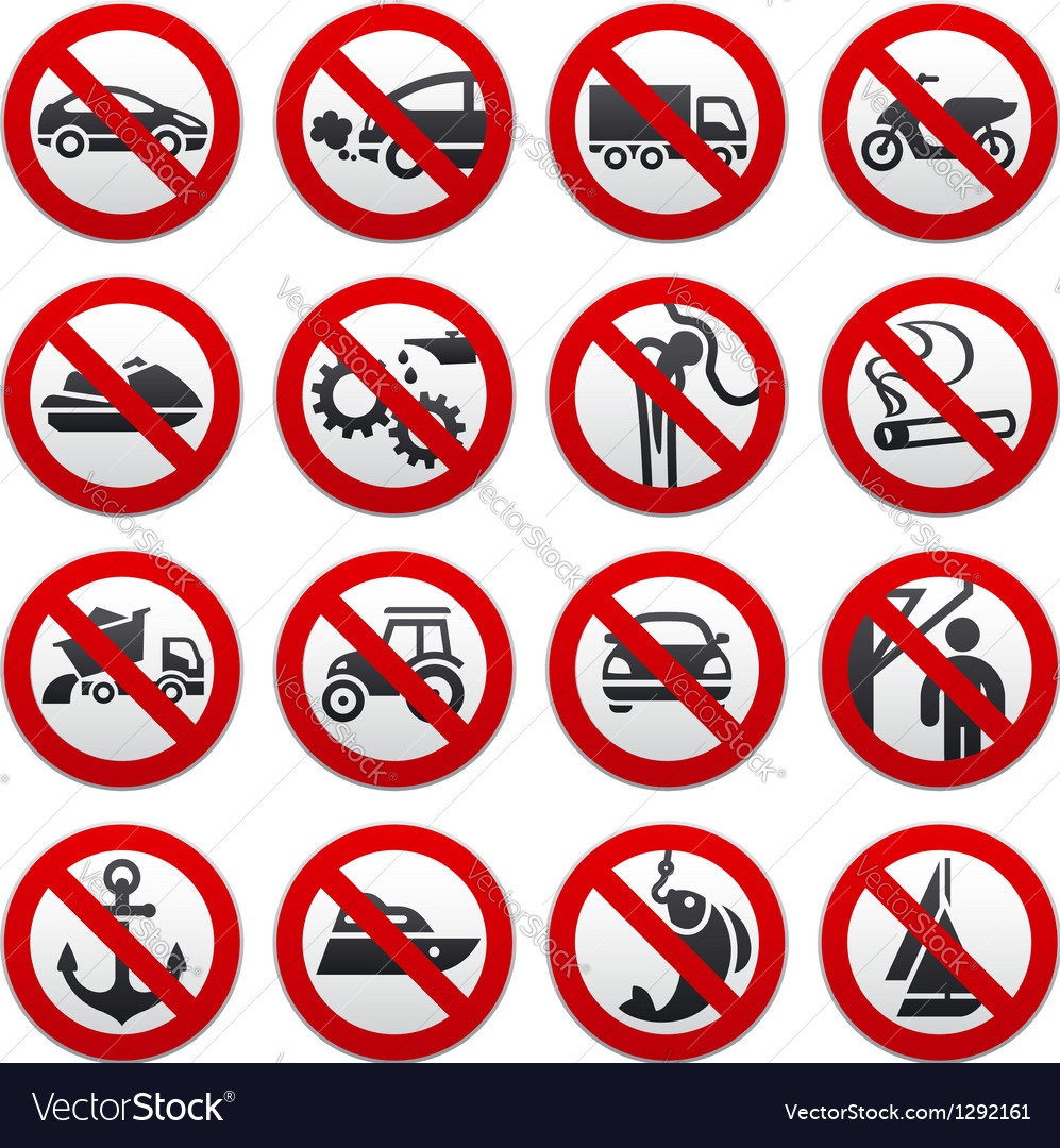 Prohibited symbols Royalty Free Vector Image - VectorStock