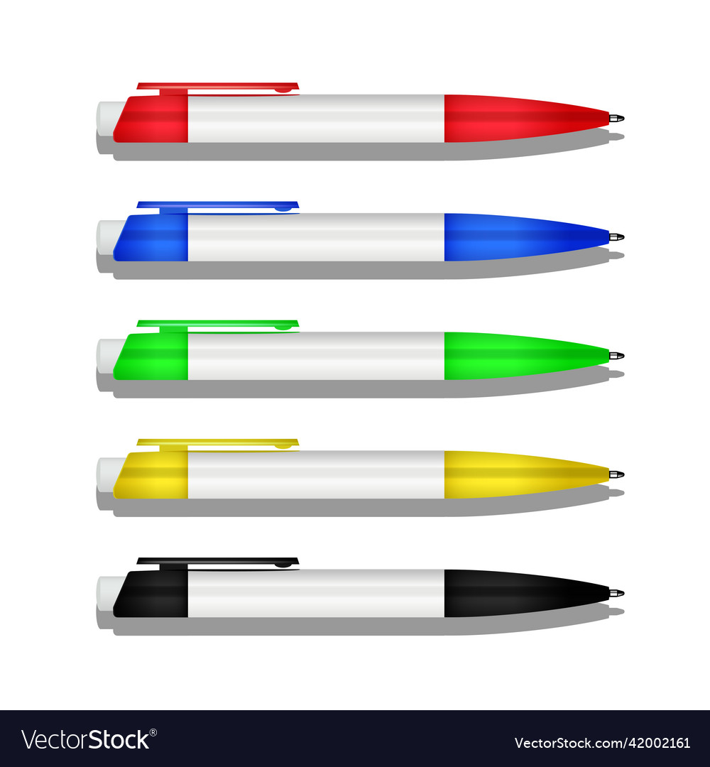 Realistic colored ballpoint set different Vector Image