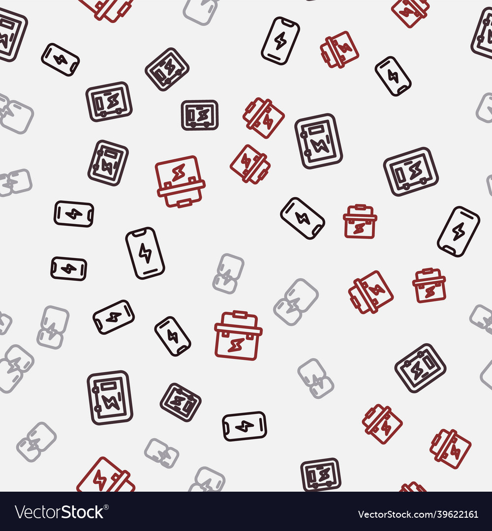 Set line mobile phone electrical panel Royalty Free Vector