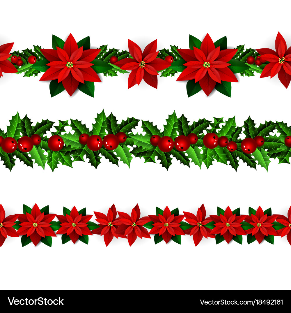Set n seamless christmas borders Royalty Free Vector Image