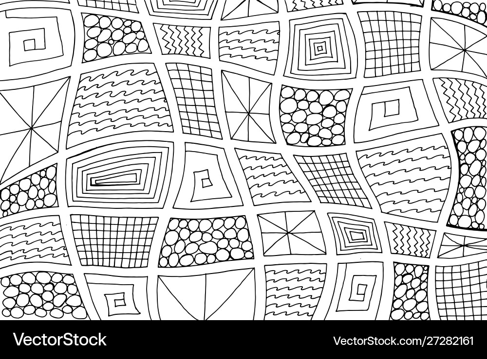 Square doodles abstract colorinf page for adults Vector Image