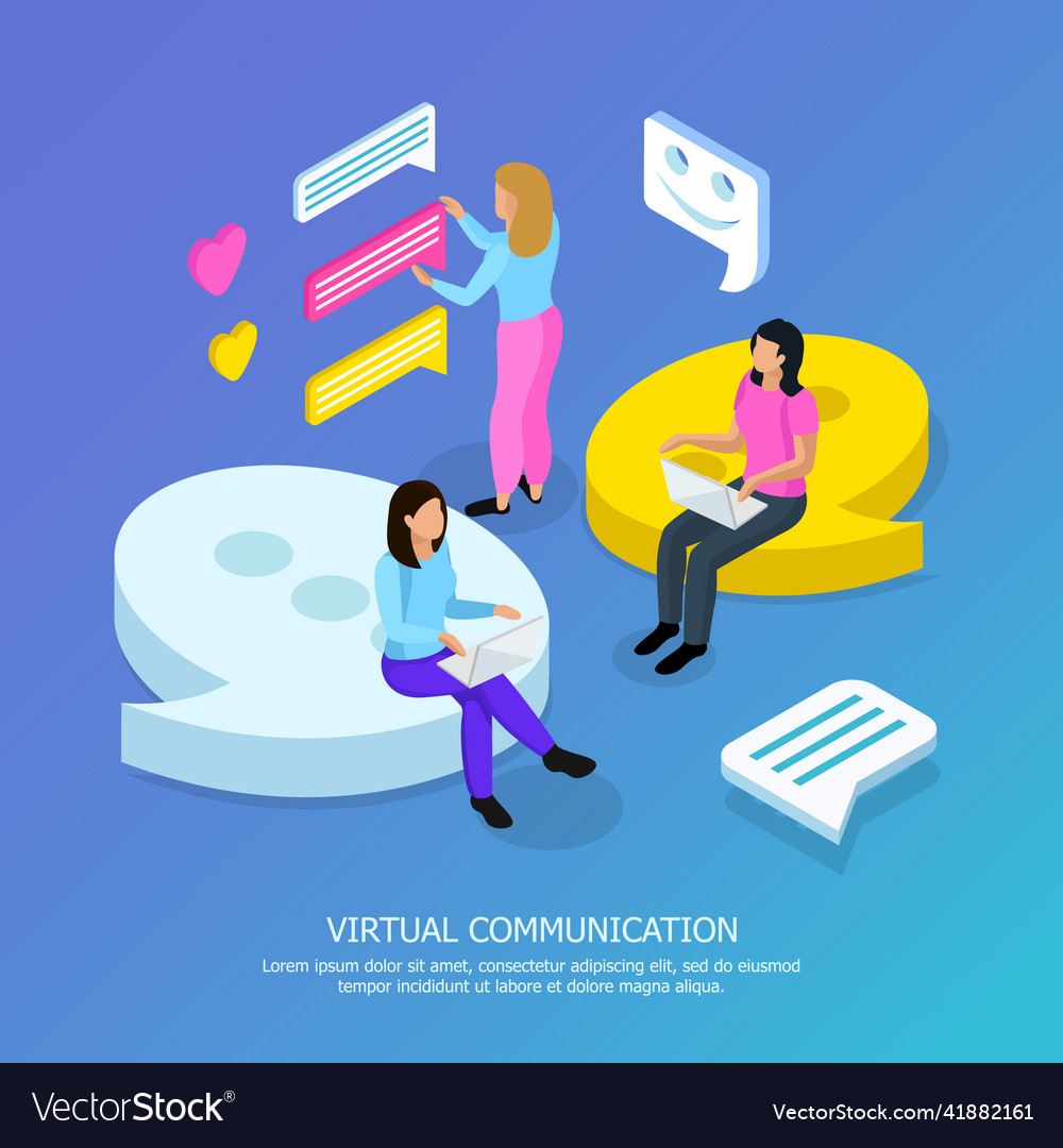 Virtual communication isometric background Vector Image