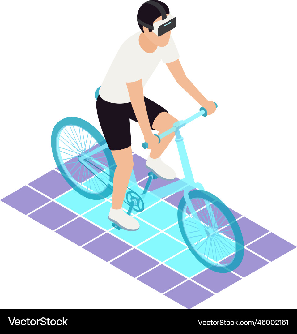 Vr bicycle isometric composition Royalty Free Vector Image