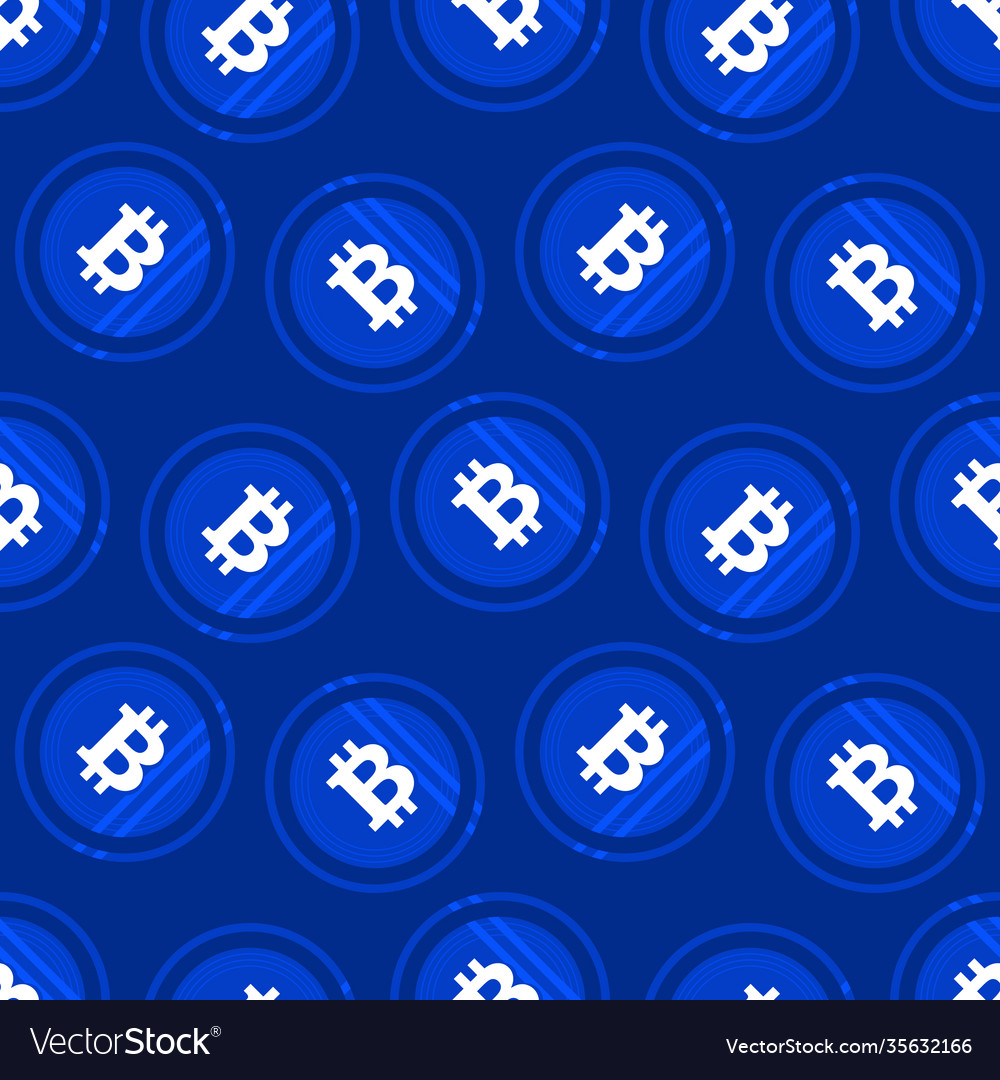 Blue bitcoin cryptocurrancy signs pattern Vector Image
