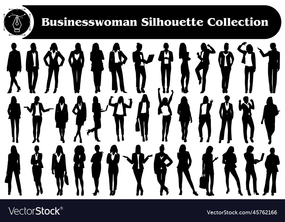 Businesswoman or office employee silhouettes Vector Image
