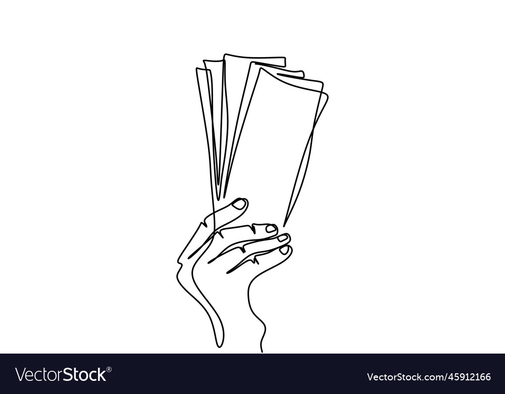 Continuous one line drawing of a hand holding Vector Image