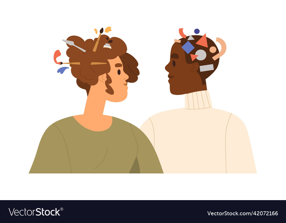 Creative vs logical analytical thinking mind Vector Image