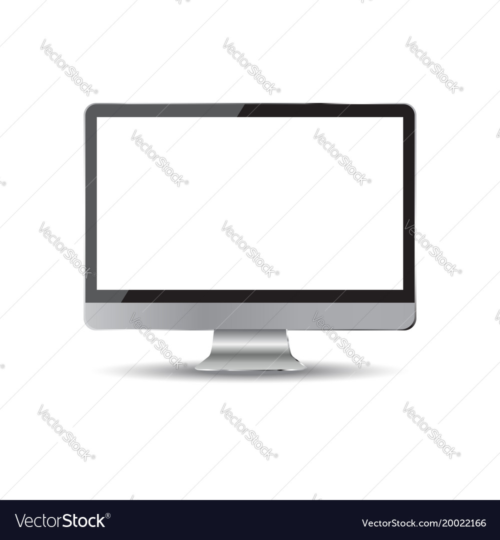 Desktop computer flat icon realistic Royalty Free Vector
