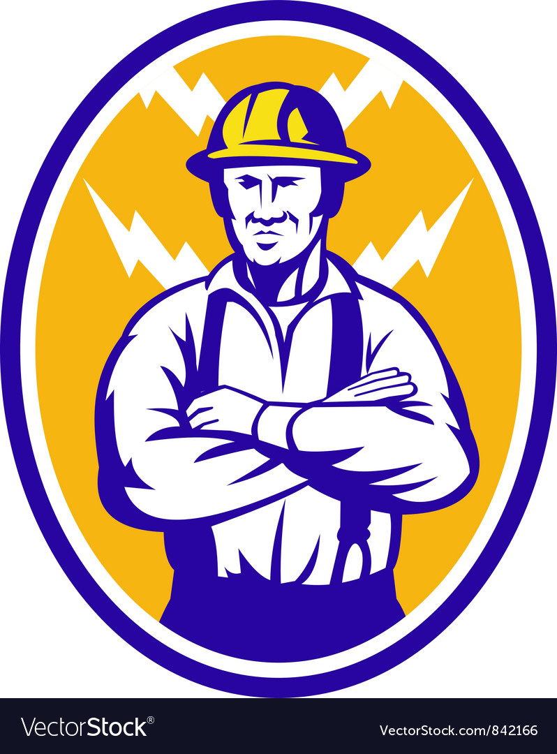 Electrician construction worker lightning bolt Vector Image